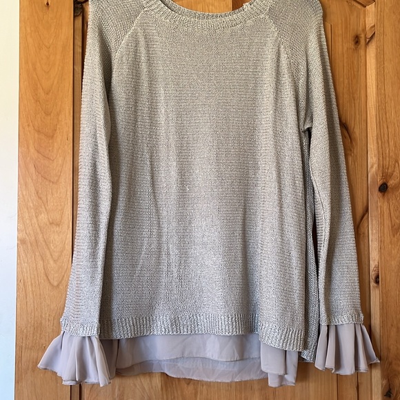 Sioni | Sweaters | Sioni Sweater Gold Tannish Color With Sheer Underlay ...